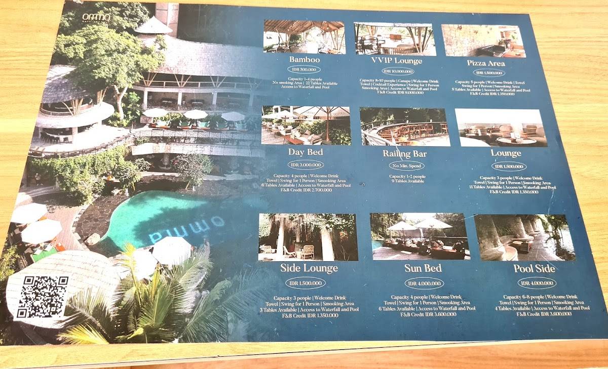 Menu at Omma Dayclub Bali, Kemenuh