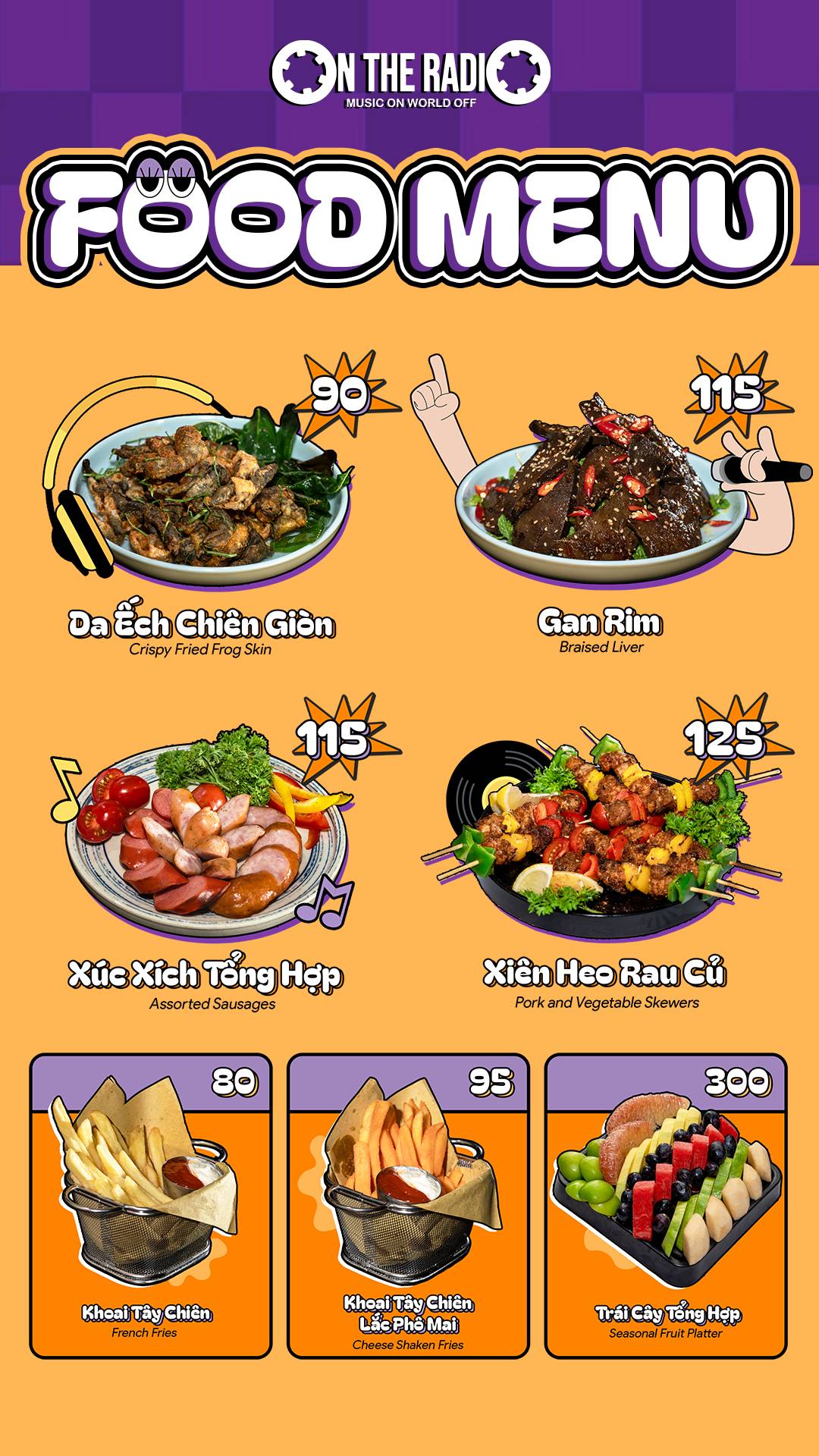 Menu at On The Radio Bar, Da Nang, 76 Thái Phiên