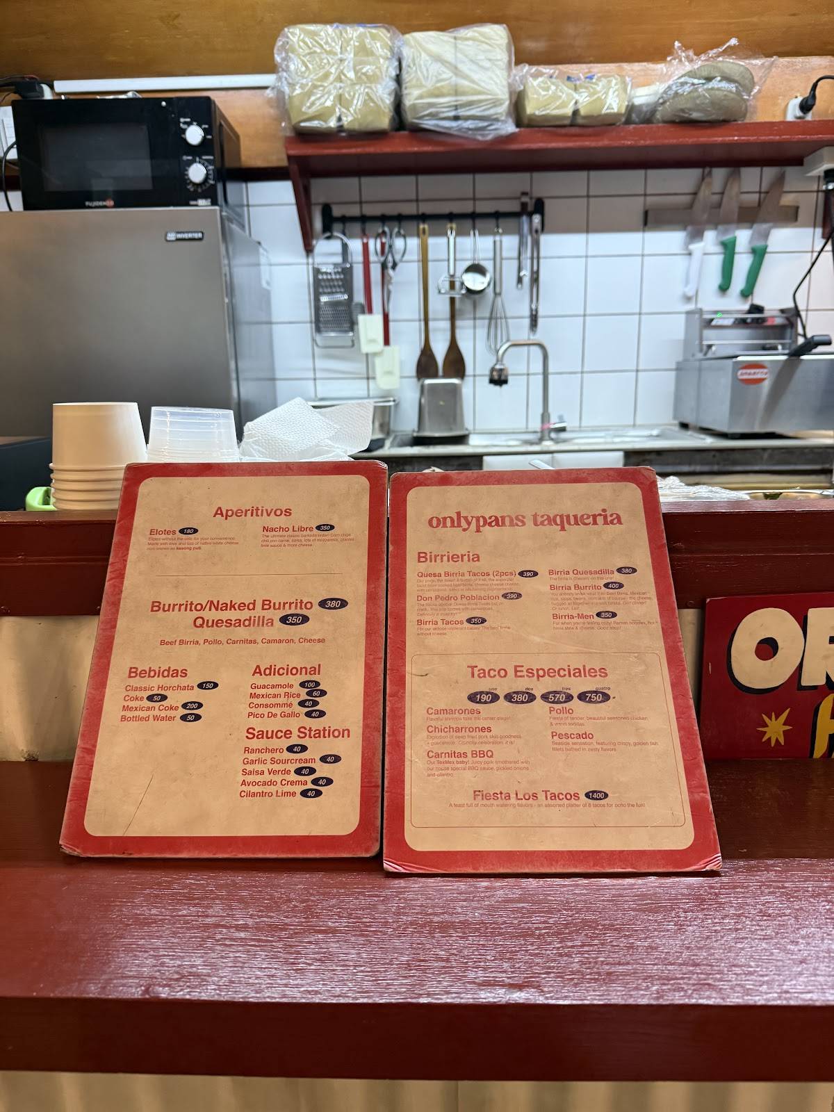 Menu at Onlypans Taqueria Molito restaurant, Muntinlupa
