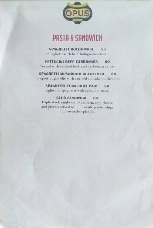 Menu at Opus Cafe TIS, South Jakarta, Komplek TIS Plaza