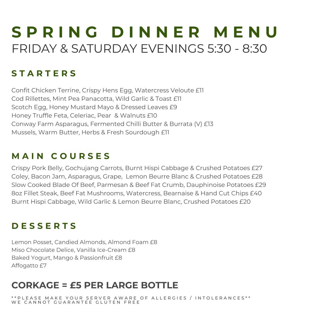 Menu at Origin 101 restaurant, Moira