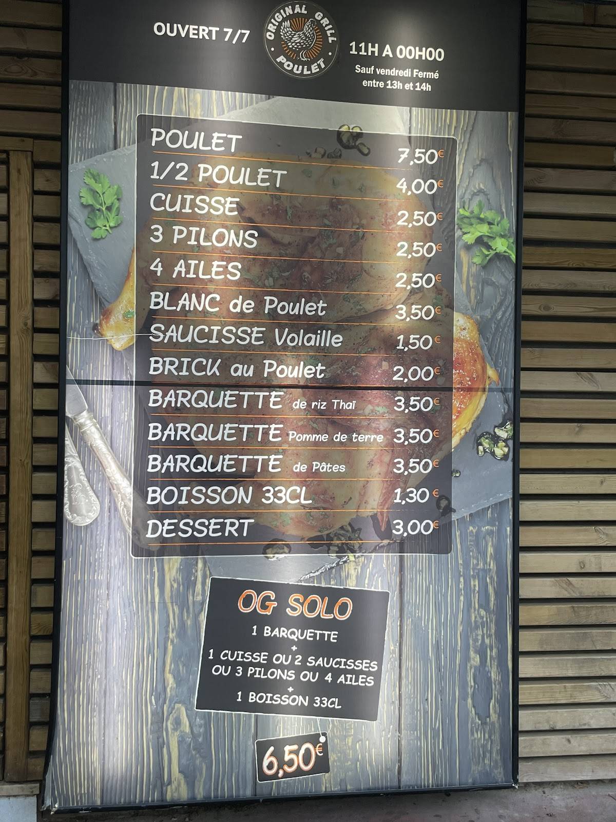 Menu au Original Grill Poulet restaurant, Montrouge, 122 Av. Verdier