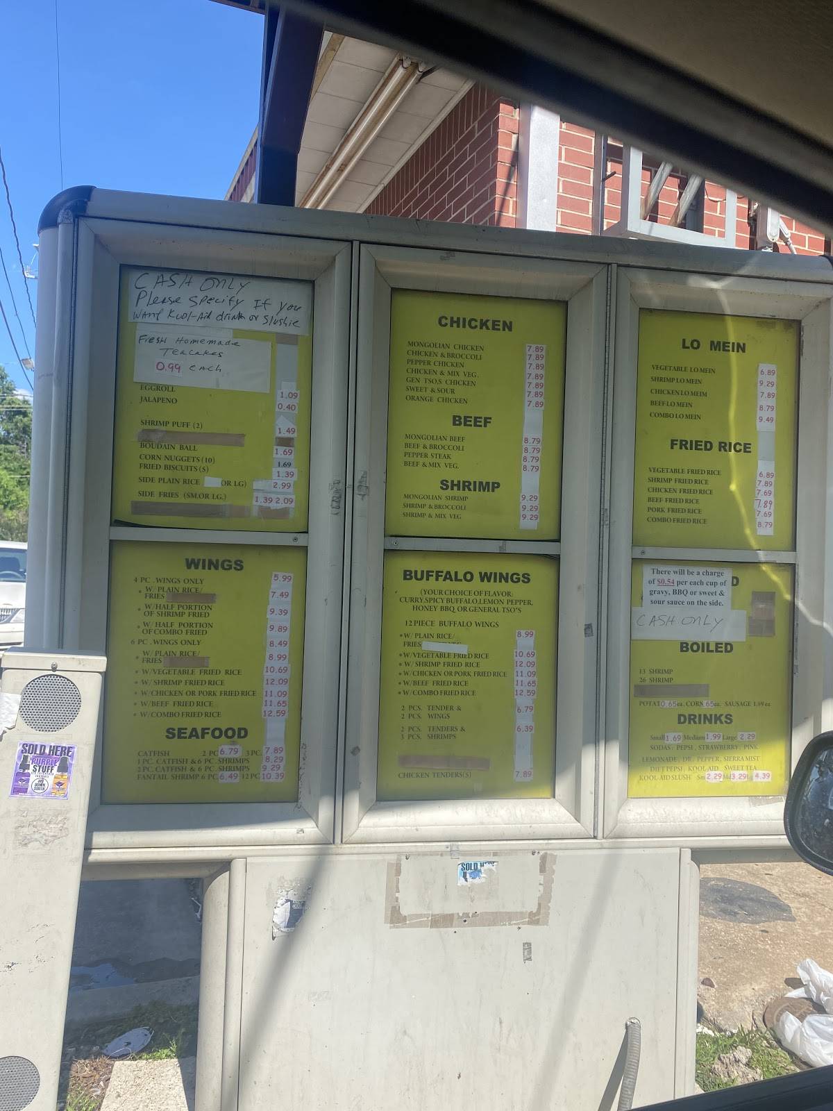 Menu at Original Timmy Chan restaurant, Houston, Martin Luther King Blvd