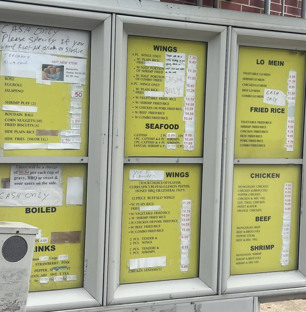 Menu at Original Timmy's restaurant, Houston, Martin Luther King Blvd