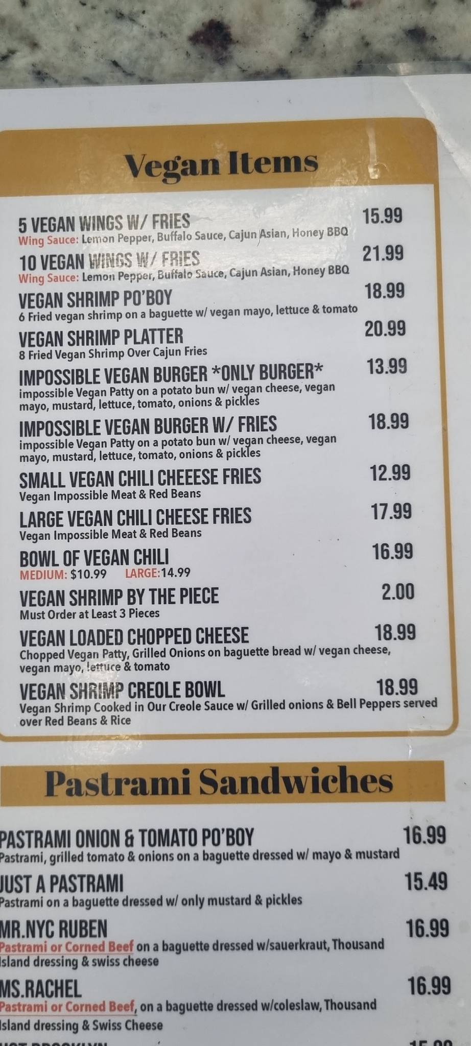 Menu at Orleans & York Crenshaw restaurant, Los Angeles, Crenshaw Blvd