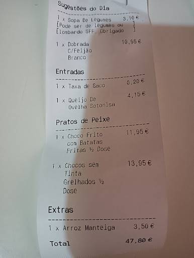 Menu em Os Pipis restaurante, Odivelas
