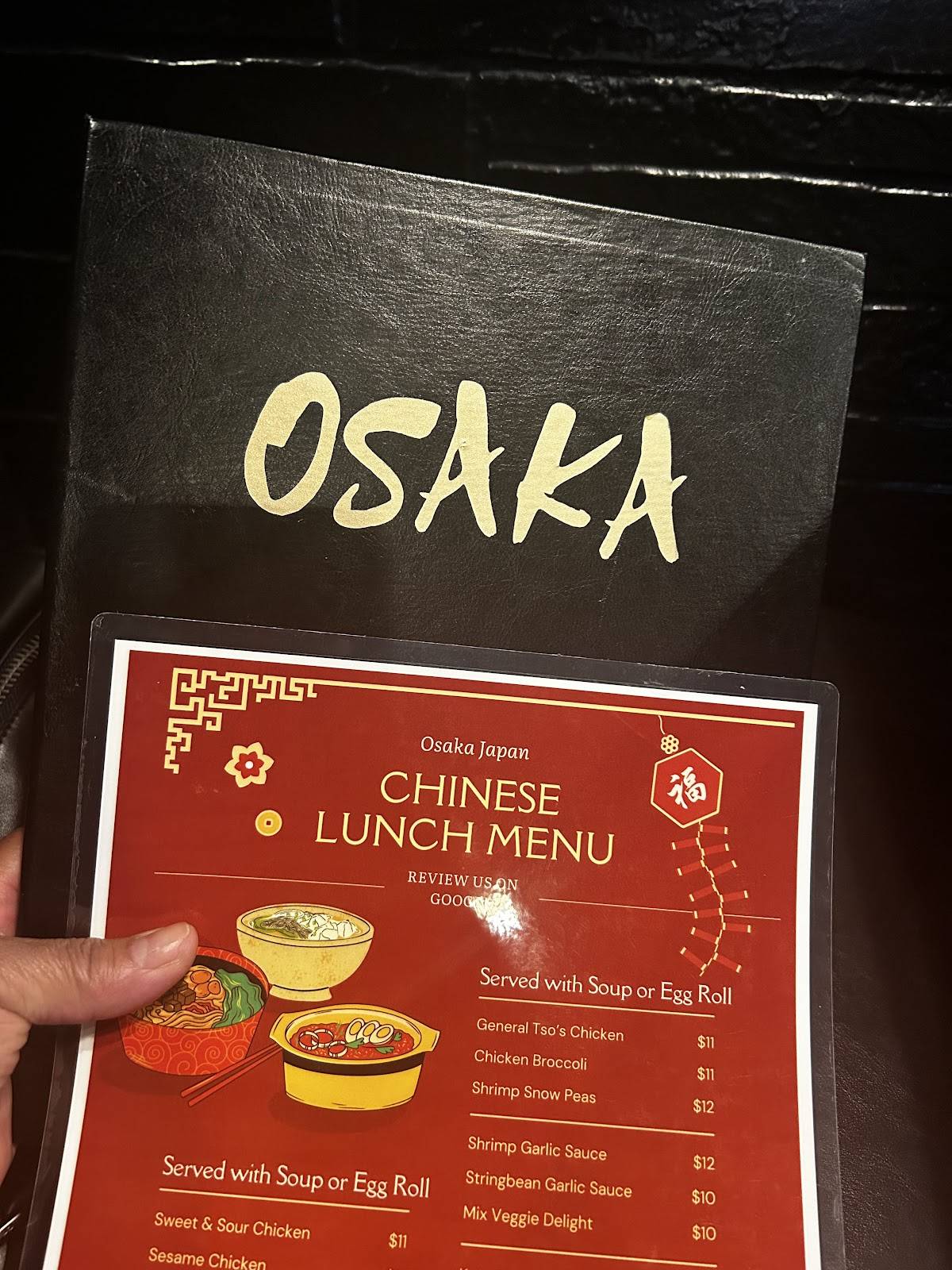 Menu at Osaka Downingtown Pa restaurant, Downingtown