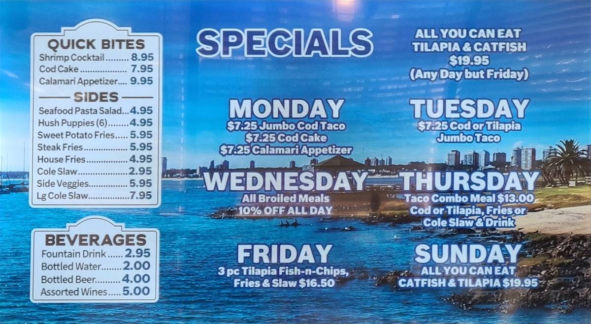 Menu at Oscar's Pier 83 restaurant, Glendale