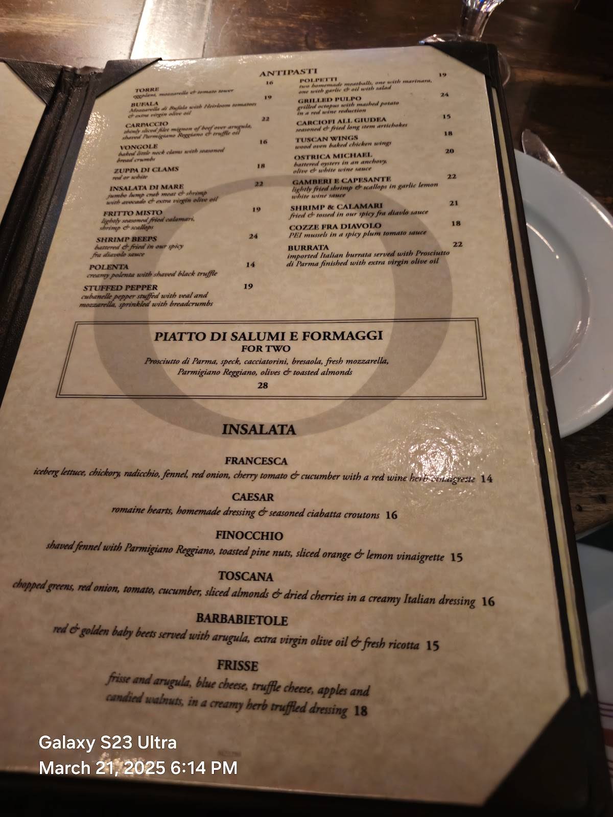 Menu at Osteria Cucina Rustica restaurant, Marlboro Township