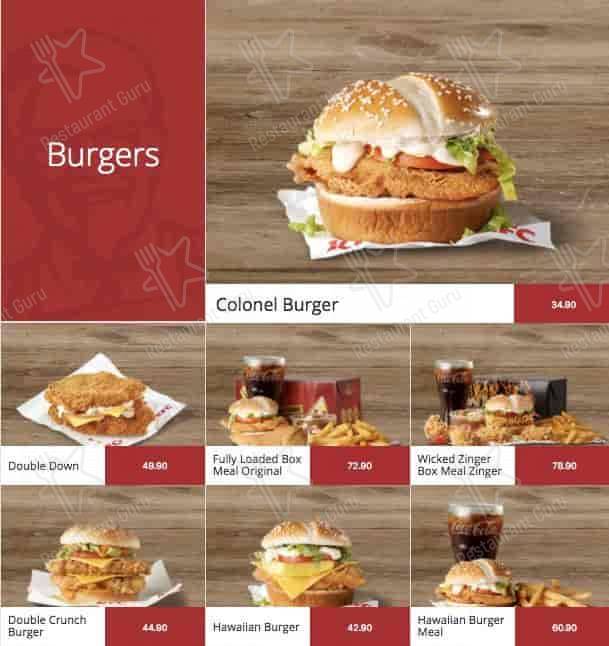 Menu at KFC Oudtshoorn restaurant, Oudtshoorn, 53 Voortrekker St
