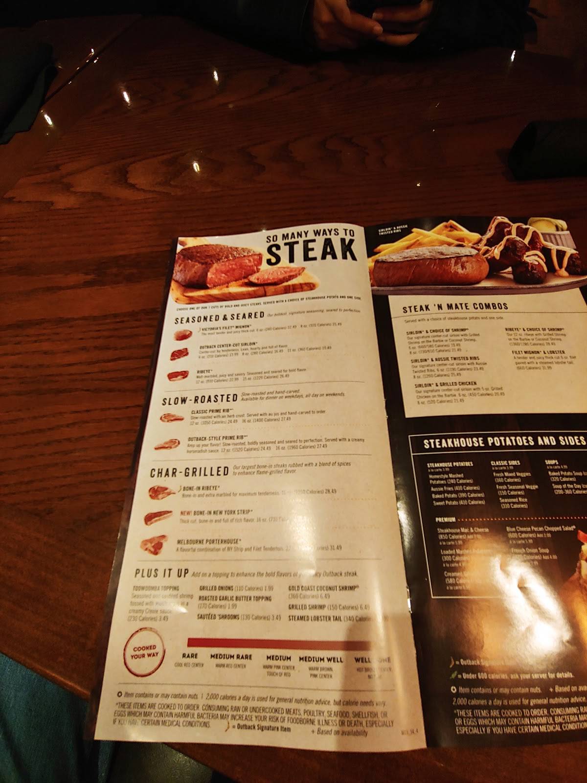 Menu at Outback Steakhouse, Ellicott City