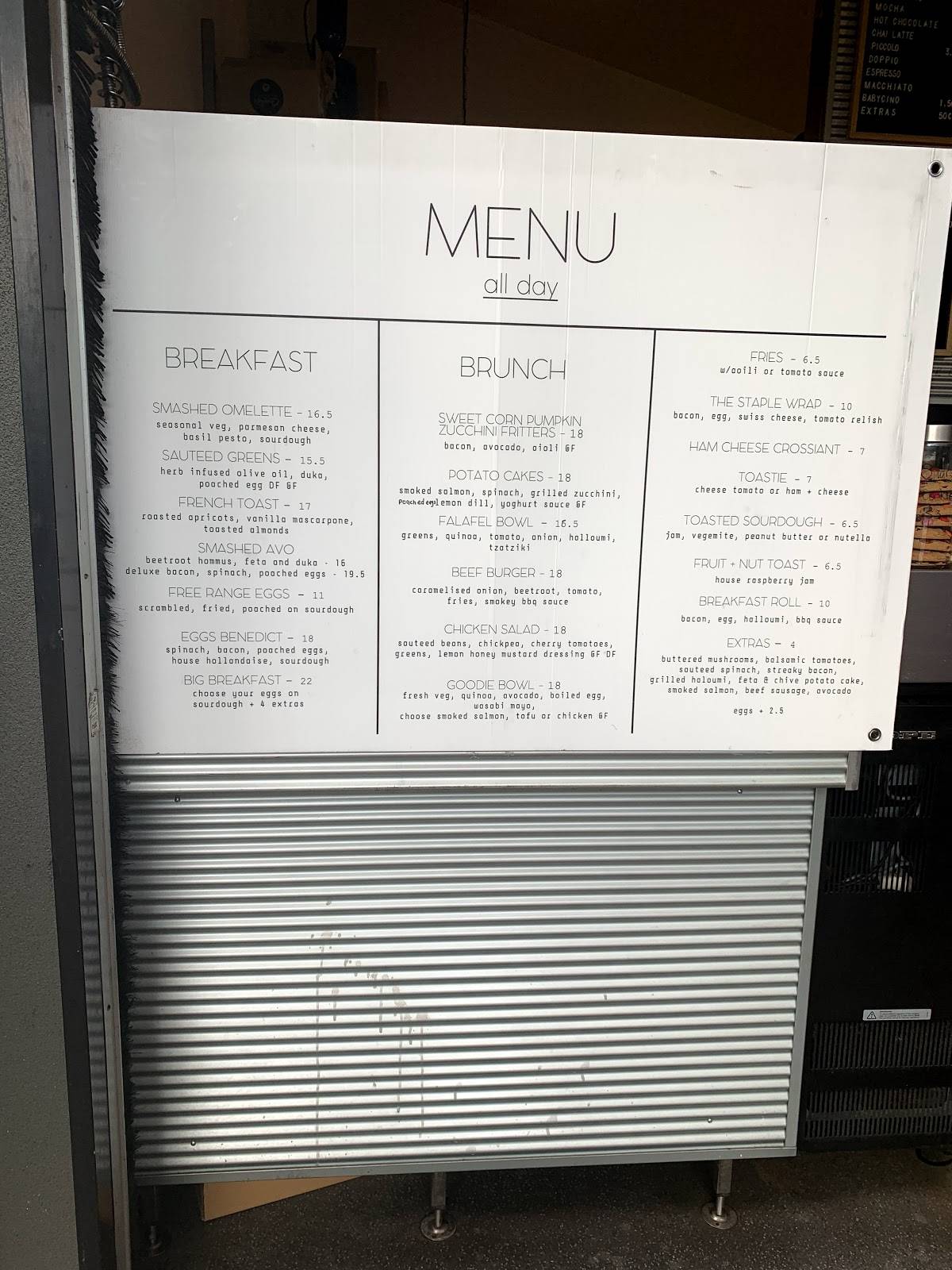 Menu at Outside In Cafe, Windsor, 110 Maygar St