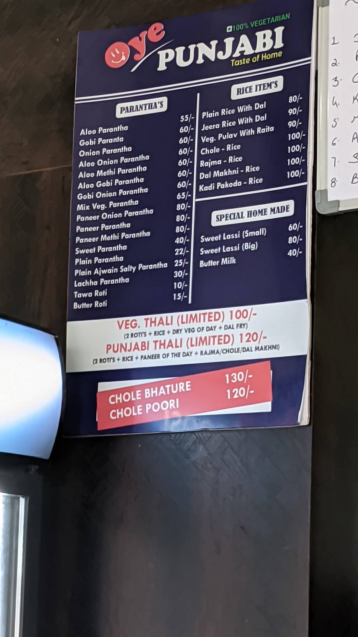 Menu at Oye PUNJABI, Hyderabad, Pearl Residency