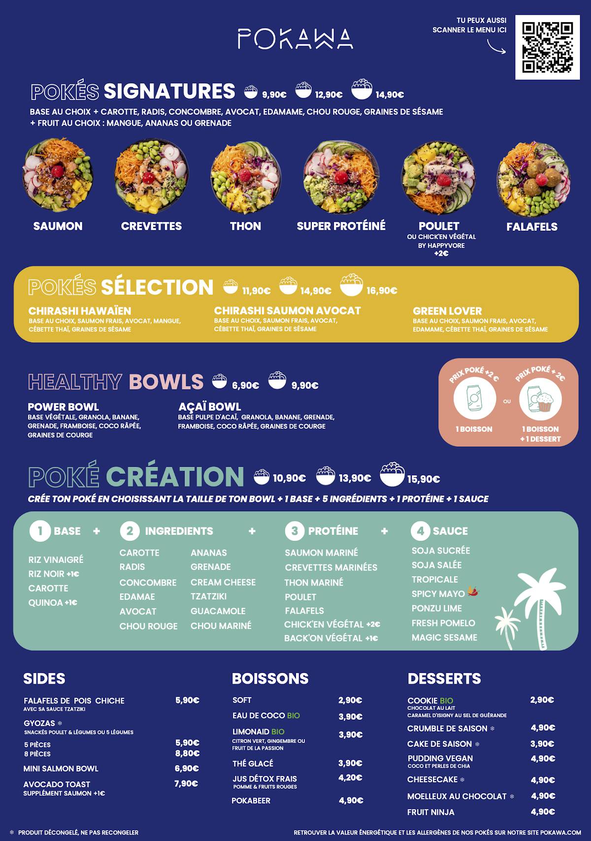 Menu at POKAWA Poké bowls restaurant, Cannes