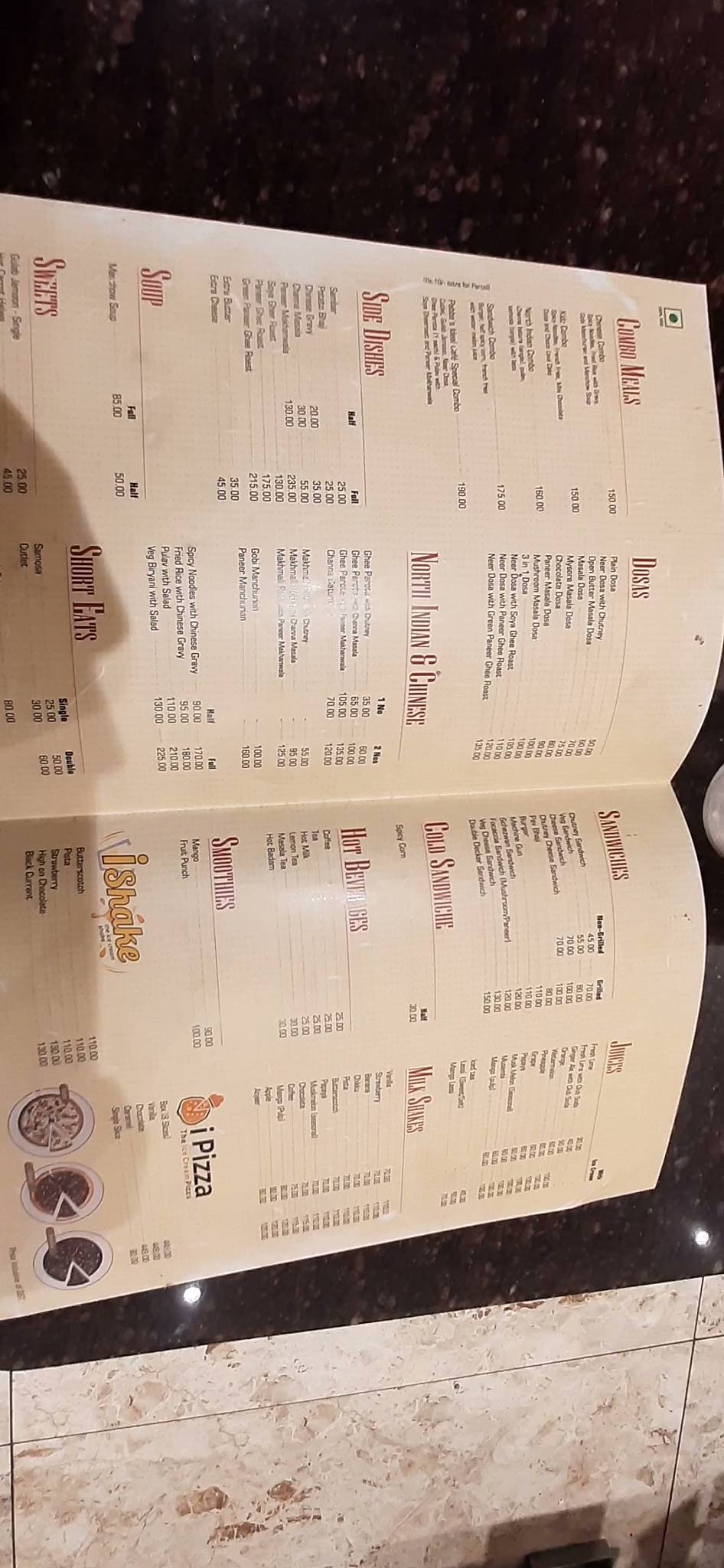 Menu at Pabbas Ideal Cafe, Bharat Mall, Mangaluru