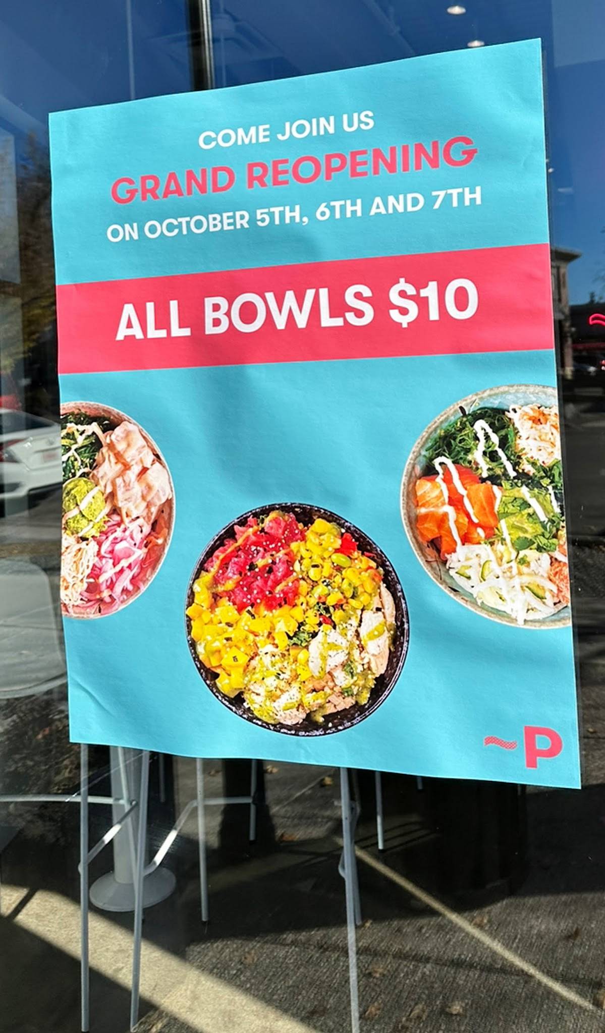 Menu at Pacific Poke restaurant, Calgary