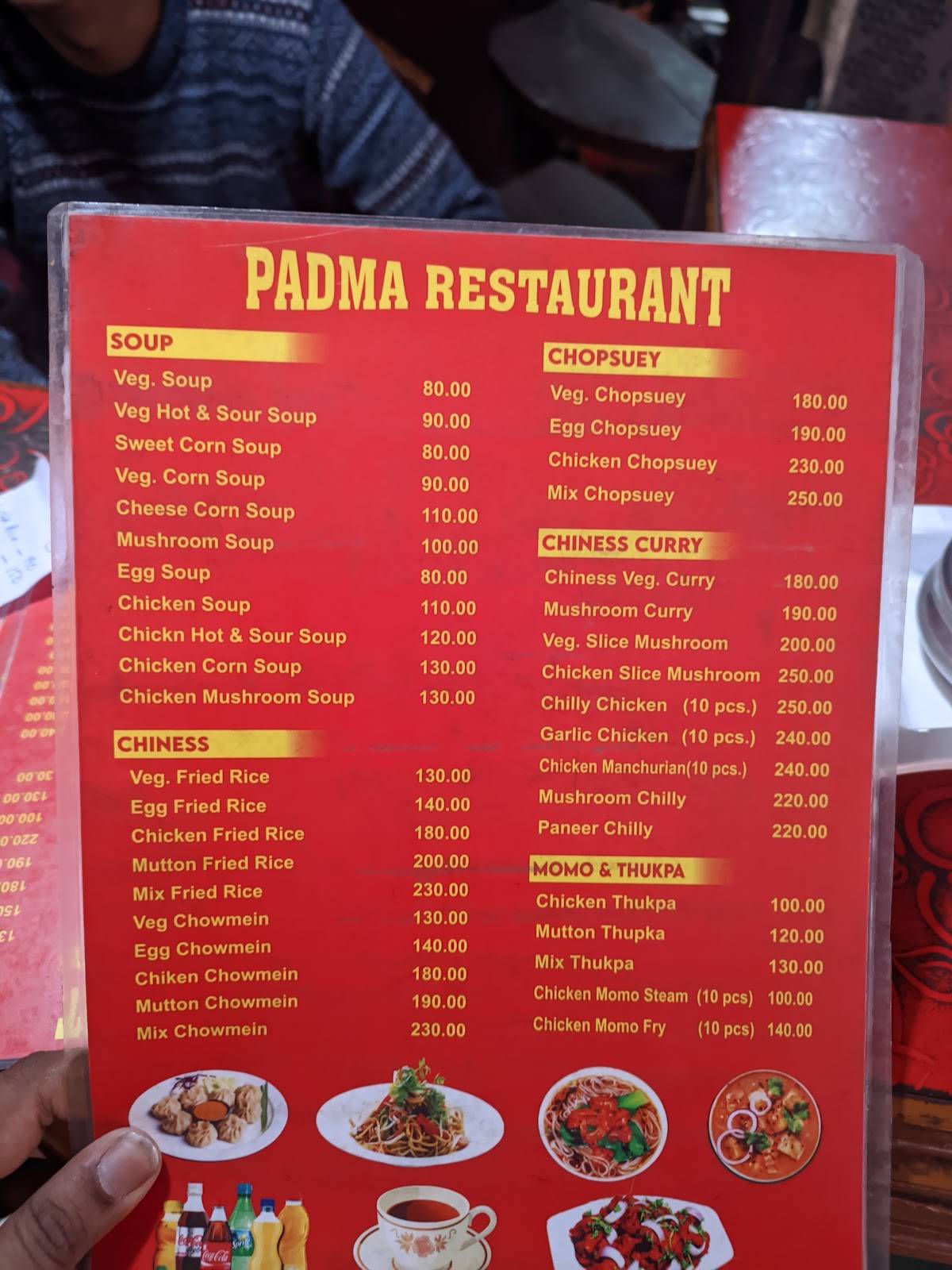 Menu at Padma Restaurant, Darjeeling