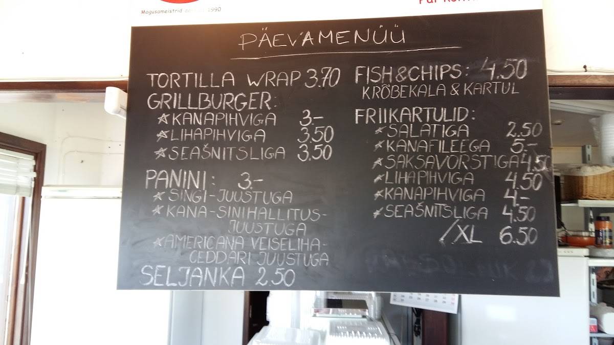 Menu at Pai pagar cafe, Estonia
