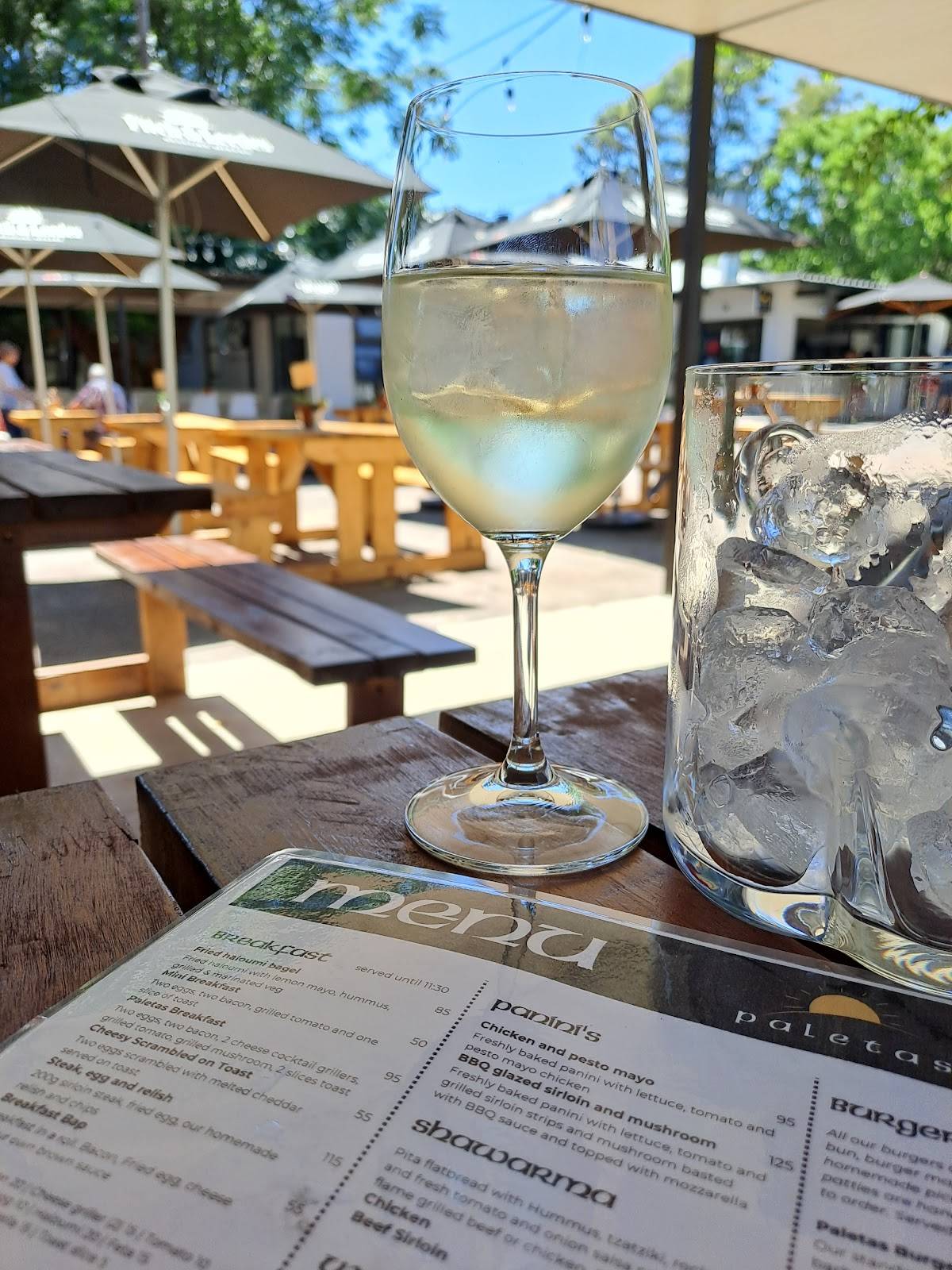 Menu at Paletas restaurant, Bloemfontein