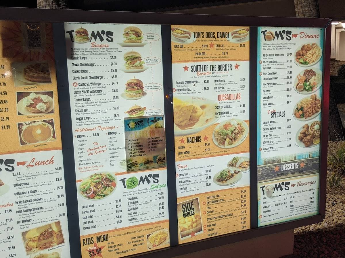 Menu at Tom's Burgers 25 restaurant, Palmdale