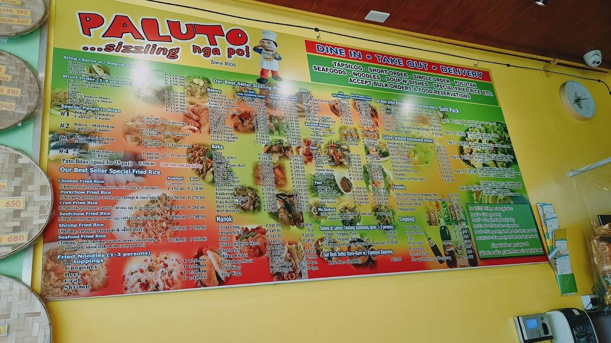 Menu at Paluto Sizzling Nga Po restaurant, Manila, Maceda St