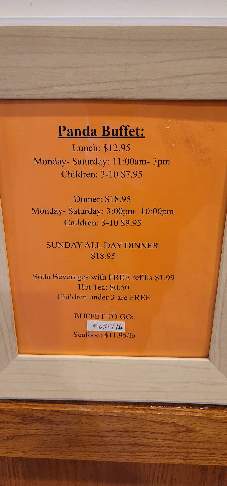 Menu at Panda Buffet restaurant, New London