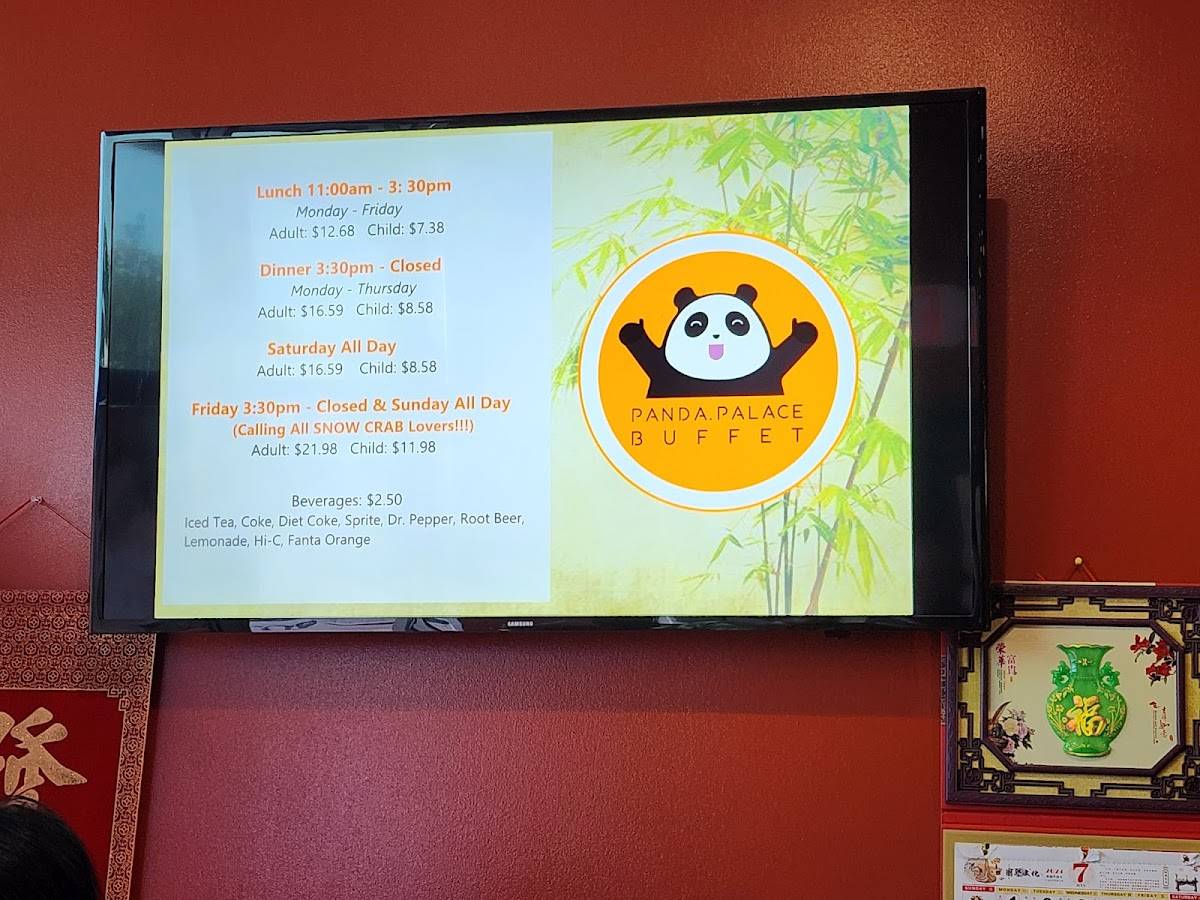 Menu at Panda Palace Buffet restaurant, Mobile