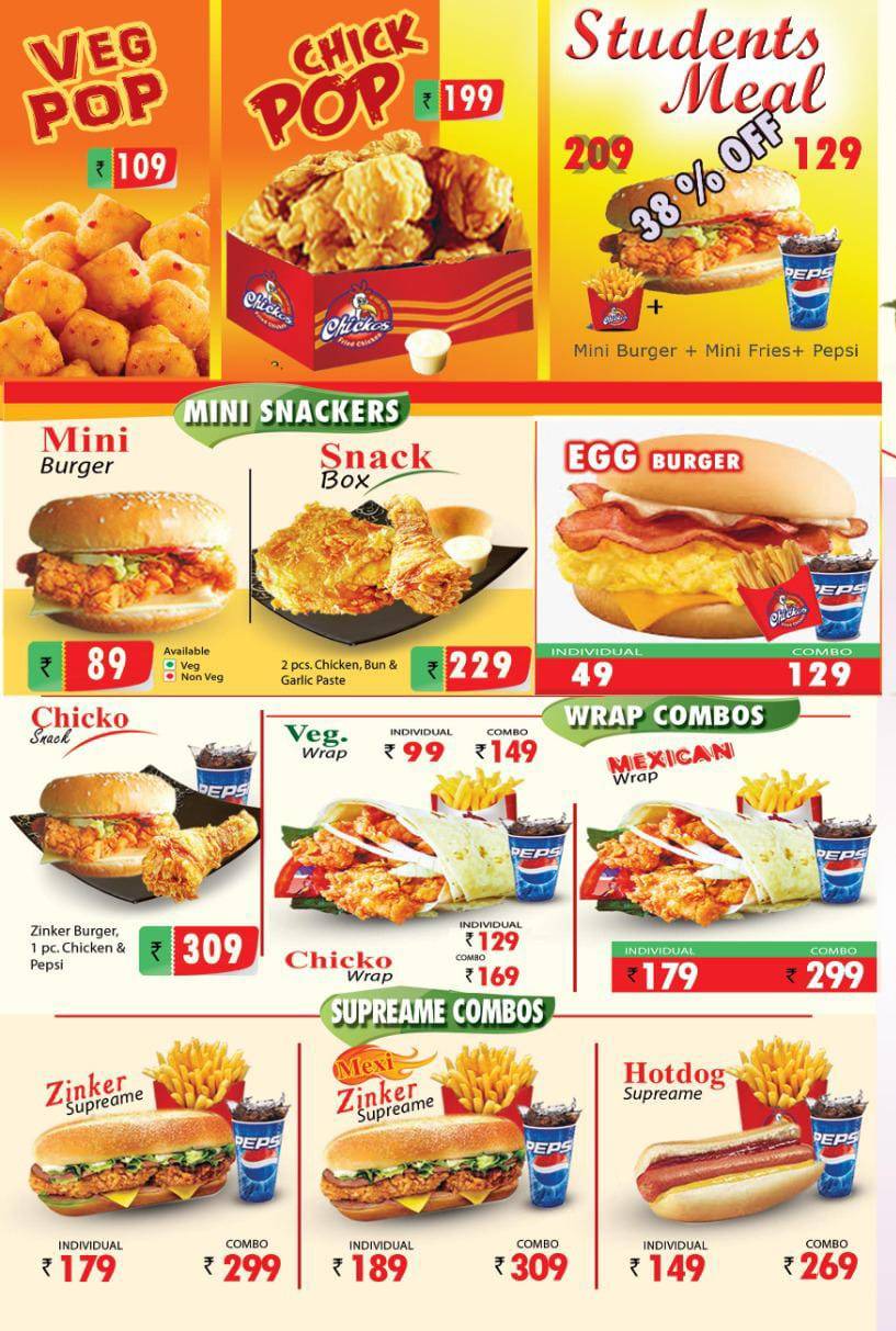 Menu at Chickos Fried Chicken, Pandalam