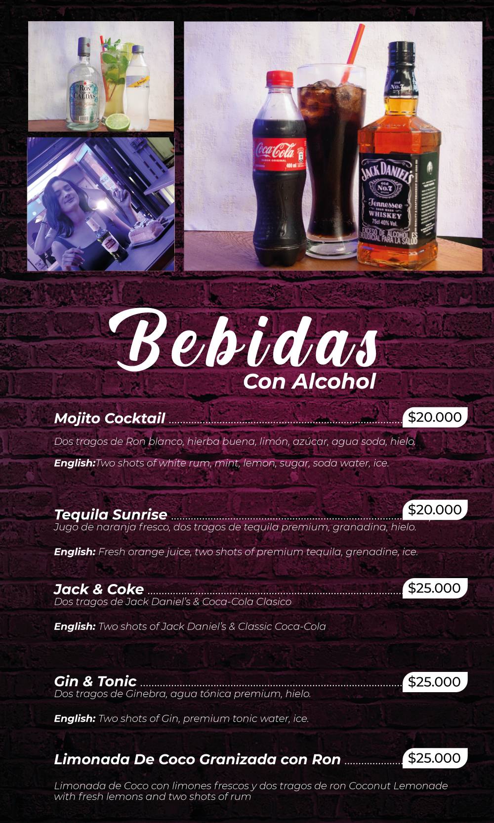 Carta de Papacitos Fast food Medellín, Colombia