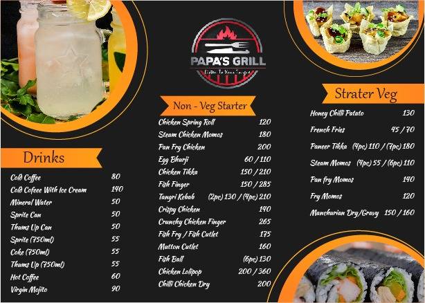 Menu at Papa's Grill, Jaipur