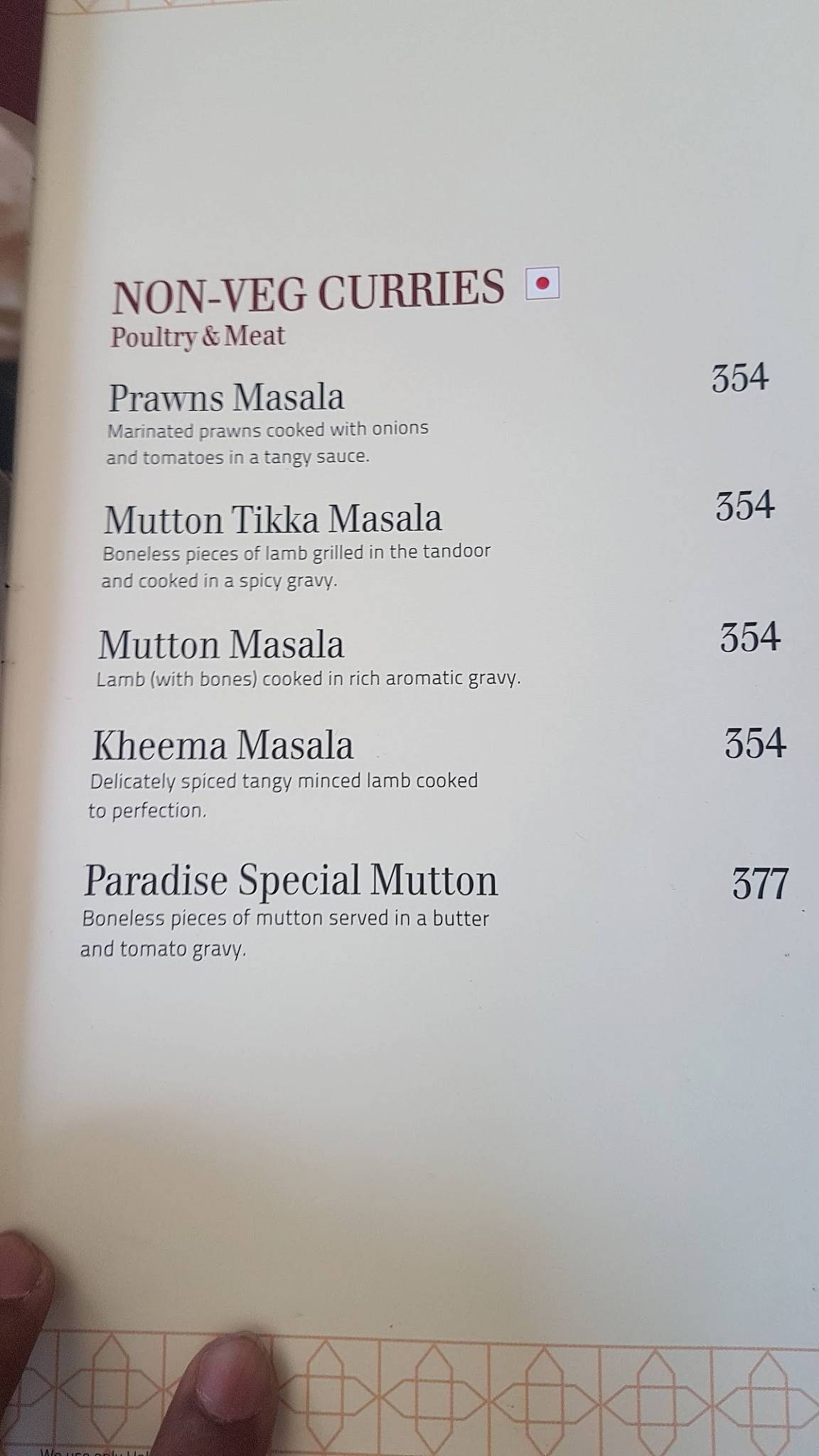 Menu at Paradise Biryani Imax, Hyderabad, NTR Marg
