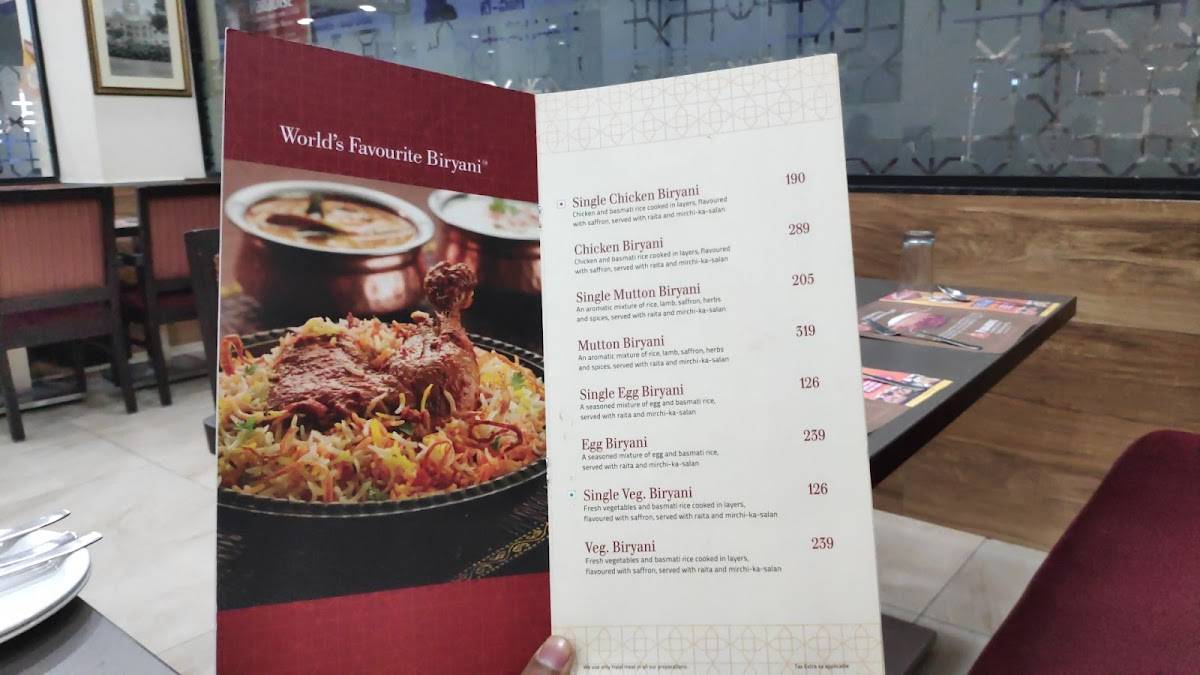 Menu at Paradise Biryani MGBS, Hyderabad, Bus Stand