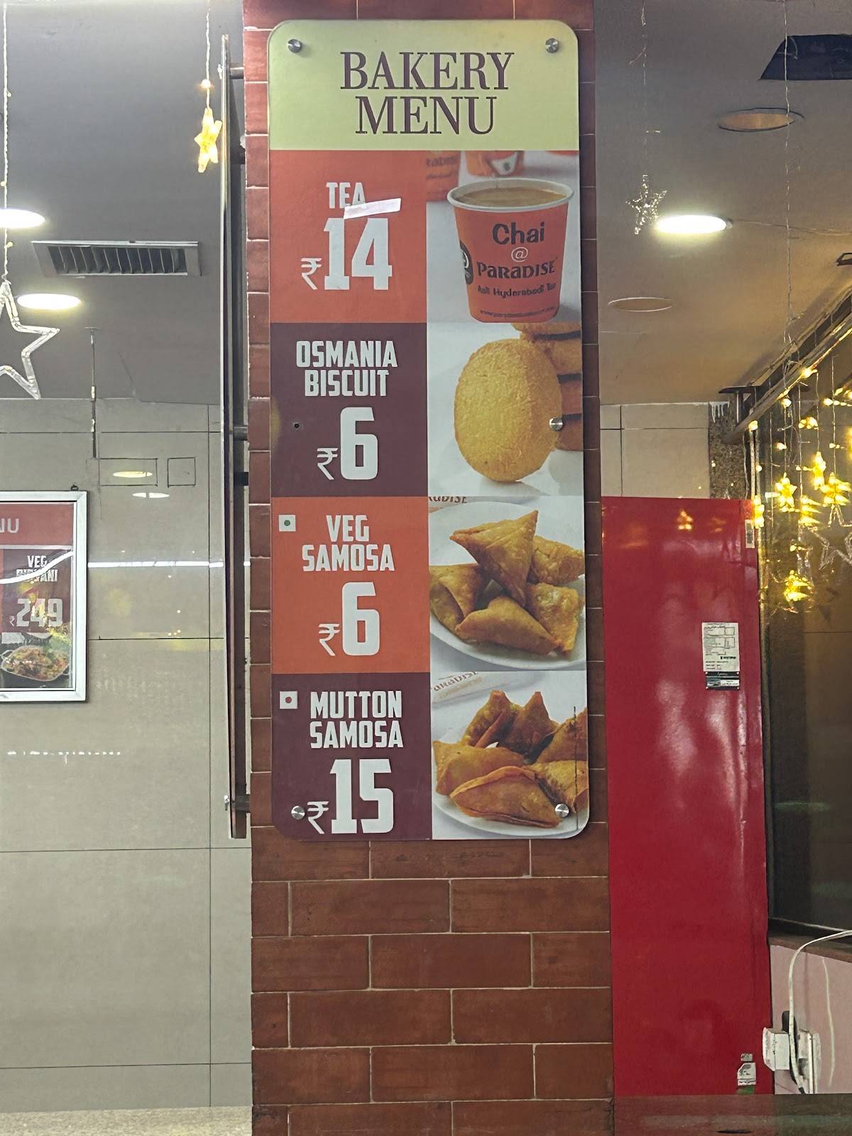 Menu at Paradise Biryani MGBS, Hyderabad, Bus Stand