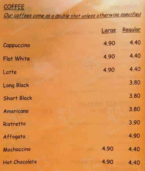 Menu at 180 Degrees Cafe & Bistro, Waikanae