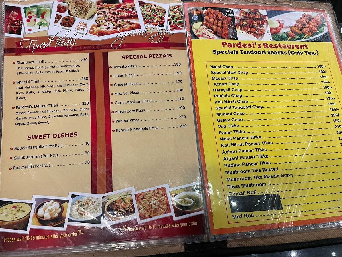 Menu at Pardesi’s Restaurant Haridwar, Haridwar