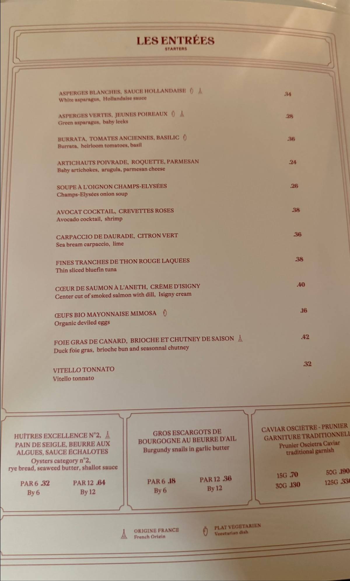Menu at Brasserie Fouquet's Paris pub & bar, Paris, 99 Av. des Champs ...