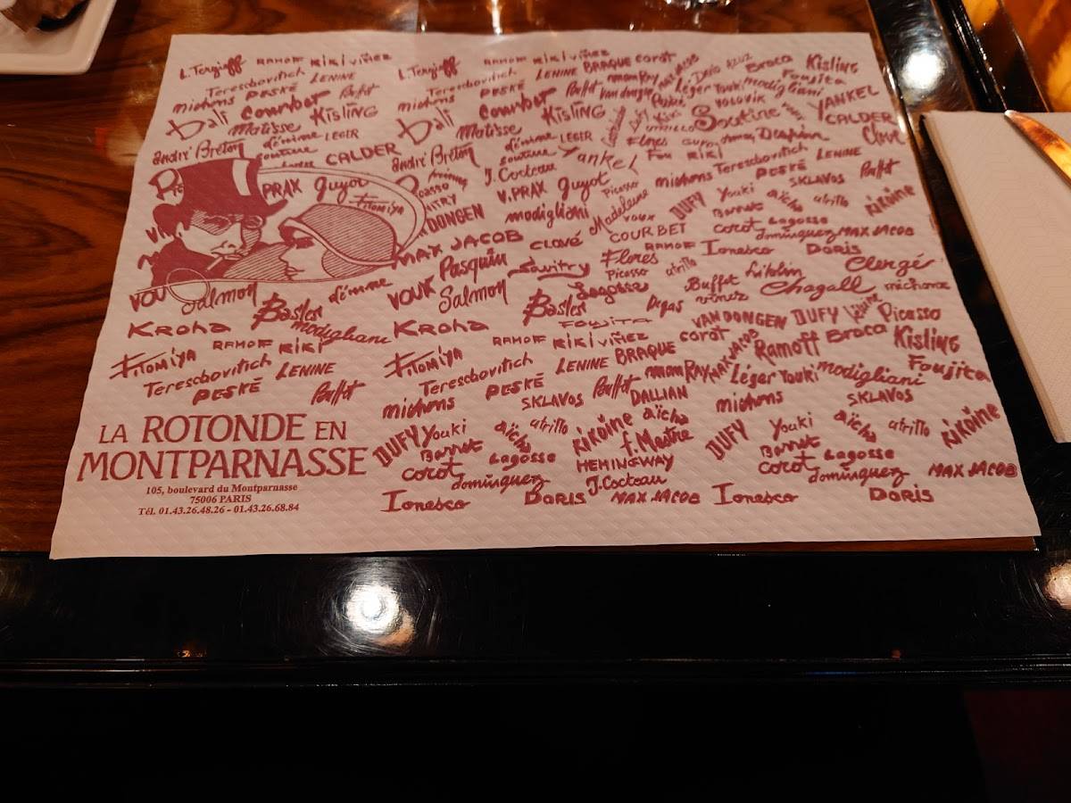 Menu au La Rotonde restaurant, Paris, 105 Boulevard du Montparnasse