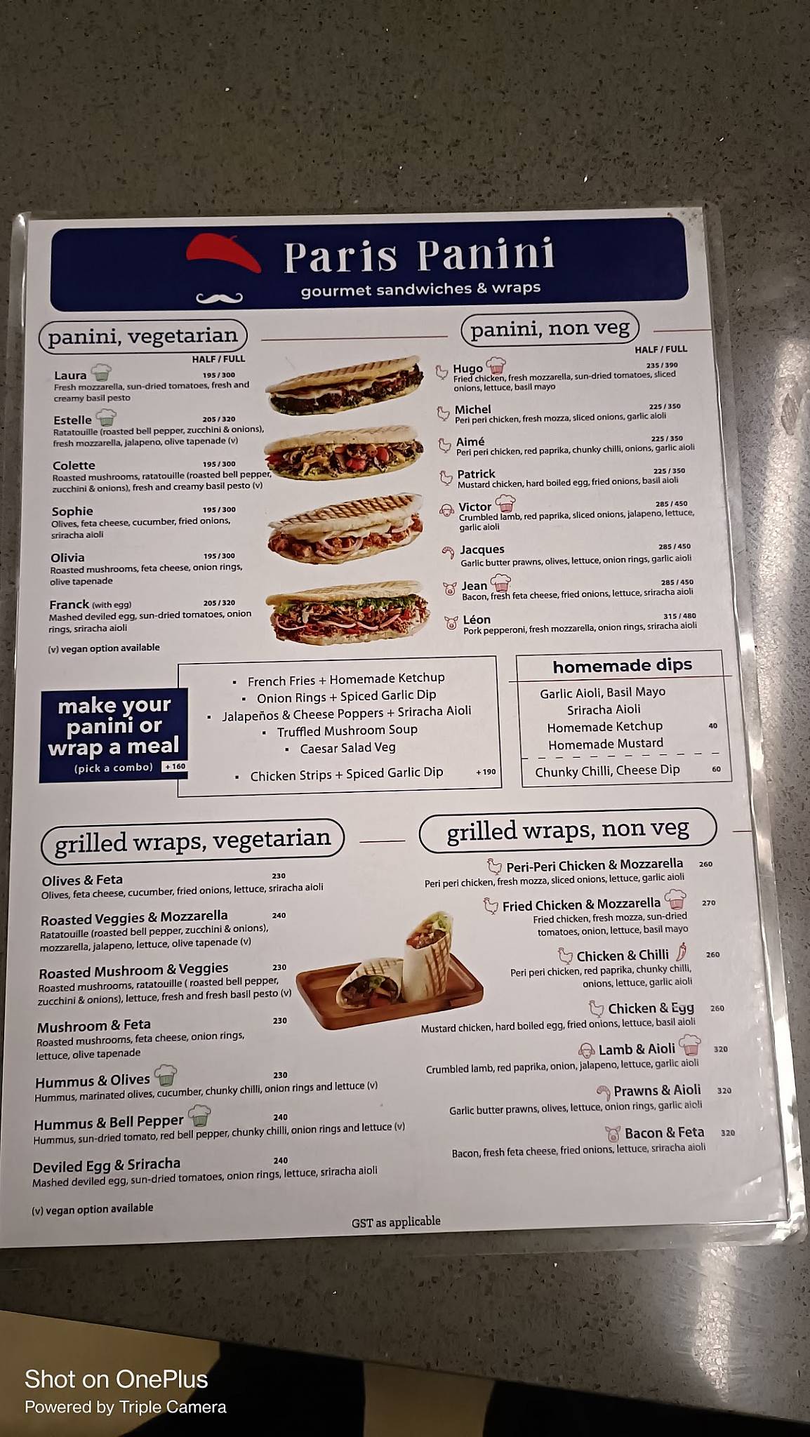 Menu at Paris Panini - French Street Food, Bengaluru, The Bay