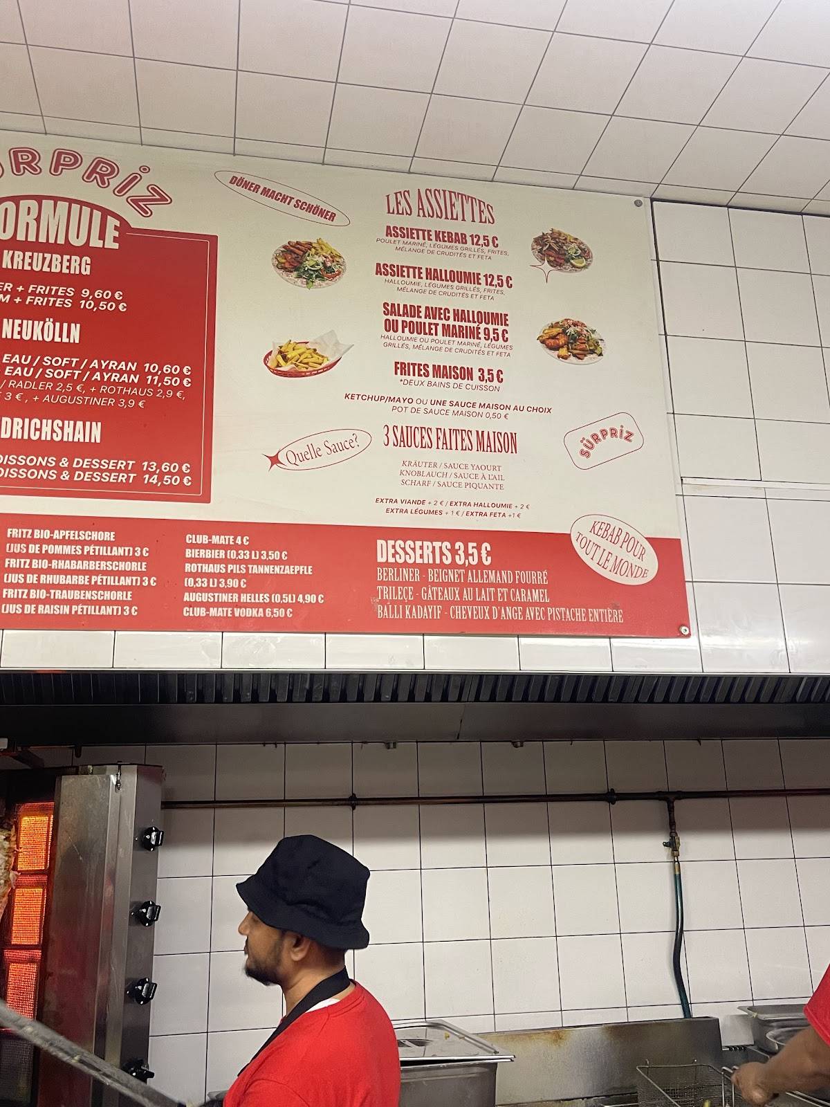 Menu au Sürpriz - Berliner Kebab restaurant, Paris, 28 Boulevard St Denis