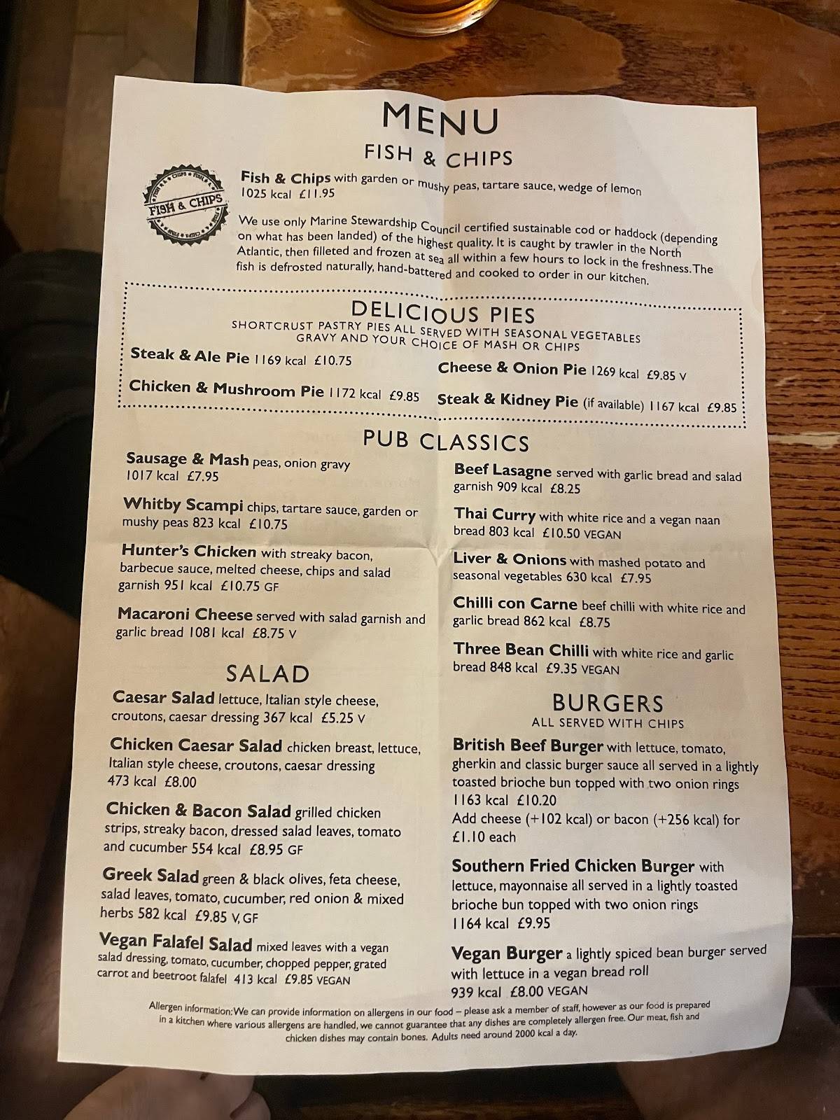 Menu at Park Gate Inn pub & bar, Knutsford, Stocks Ln