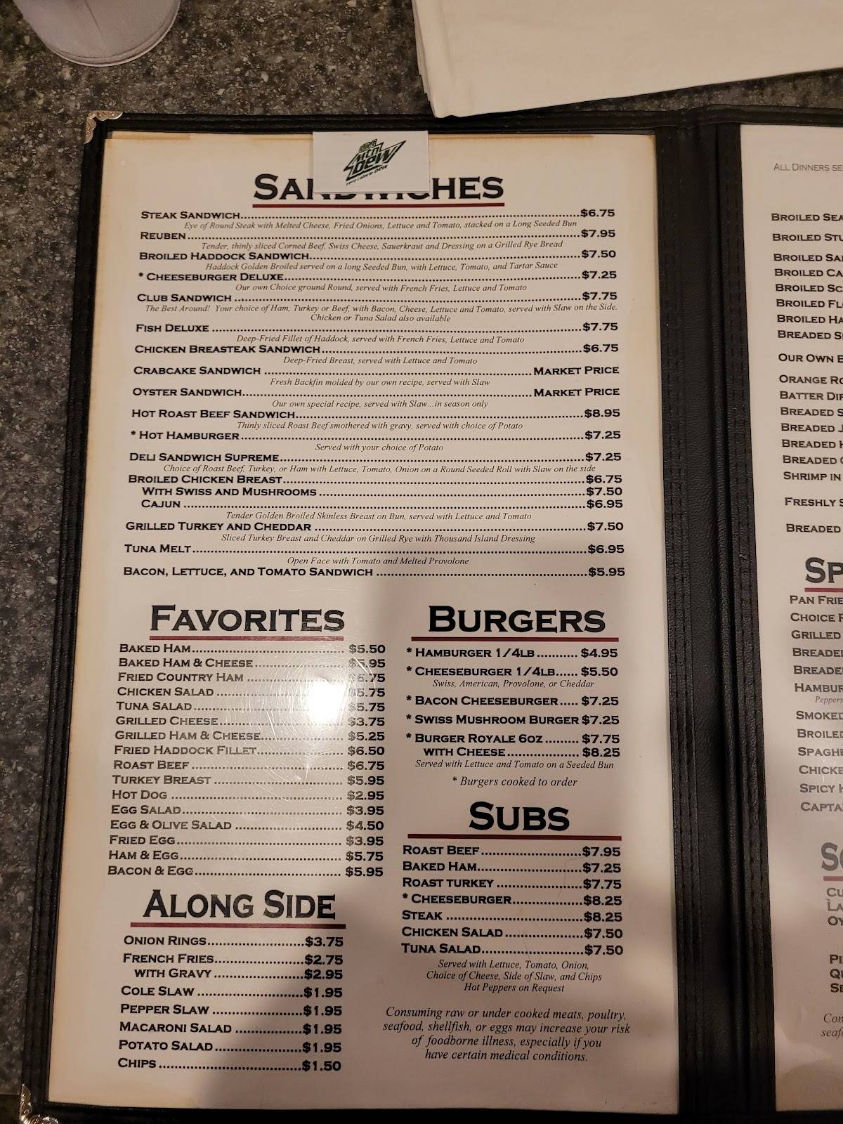 Menu at Parlor House restaurant, Waynesboro