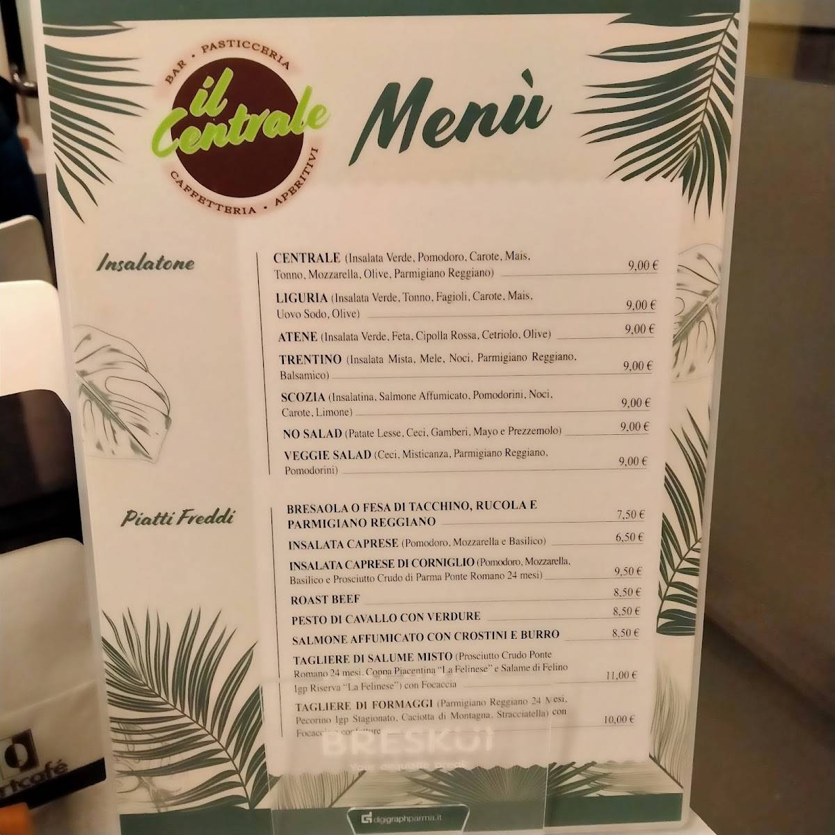 Menu da Il Centrale, Parma