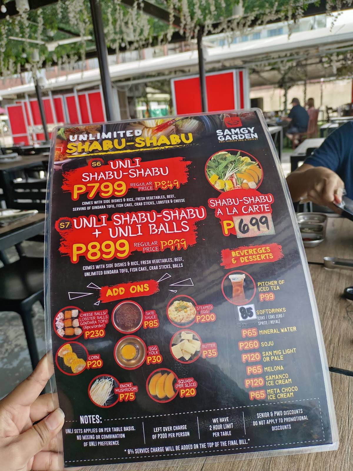 Menu at Samgy Garden restaurant, Pasay, Samgy Garden