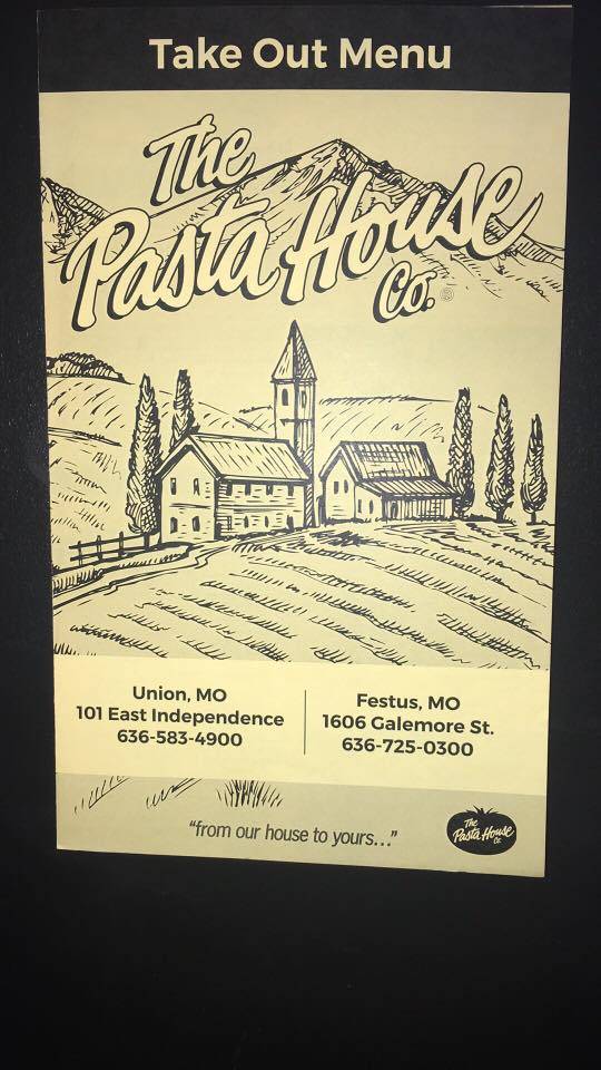 Menu at Pasta House restaurant, Union, 101 E Independence Dr