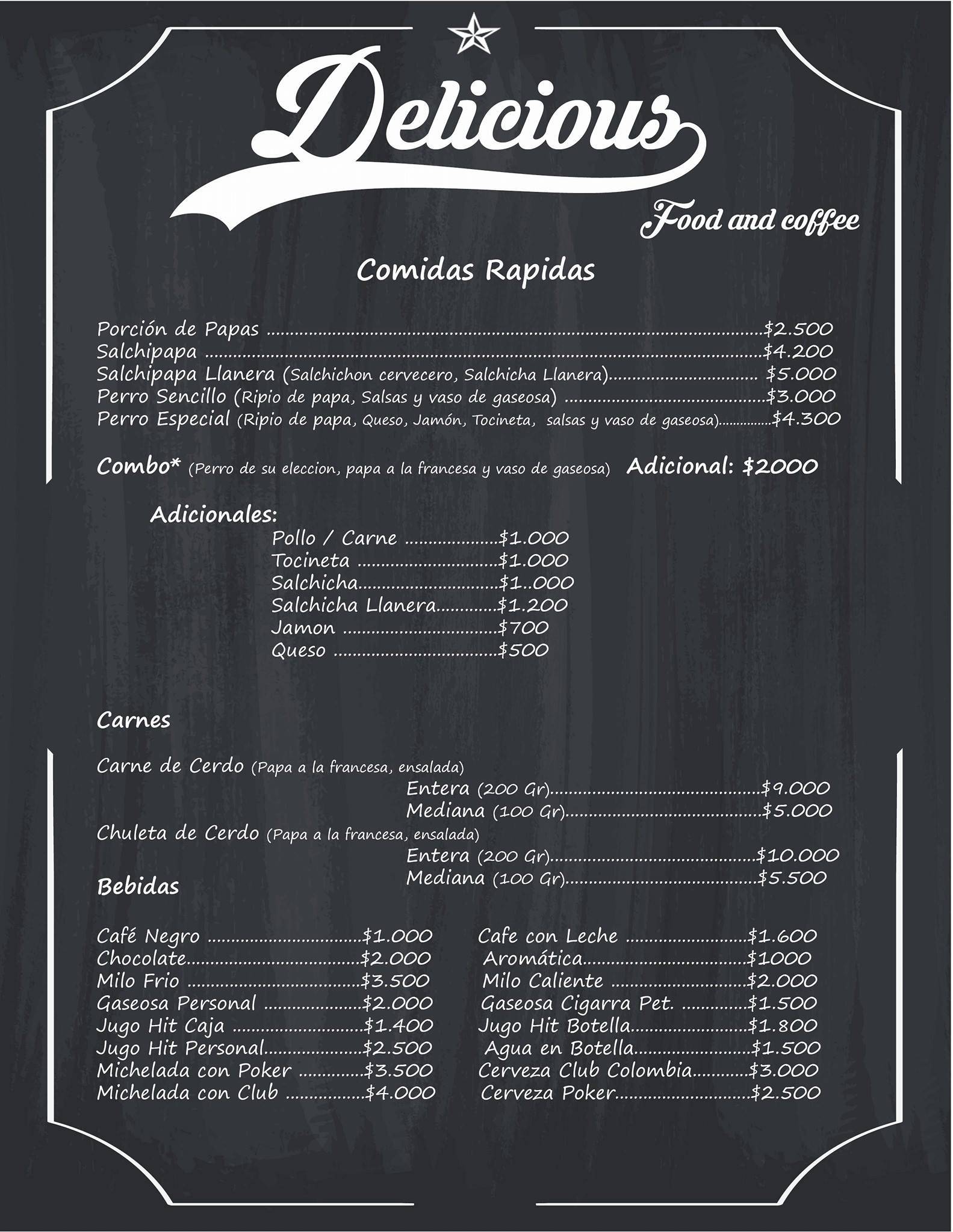 Carta del restaurante Delicious, Pasto