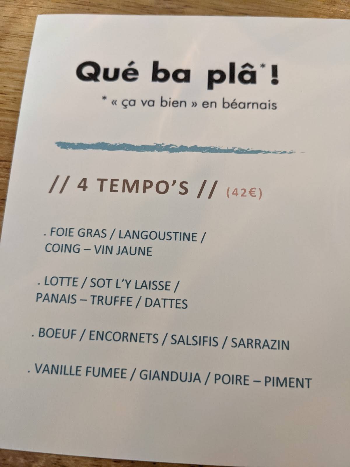 Menu au Maynats Pau restaurant, Pau