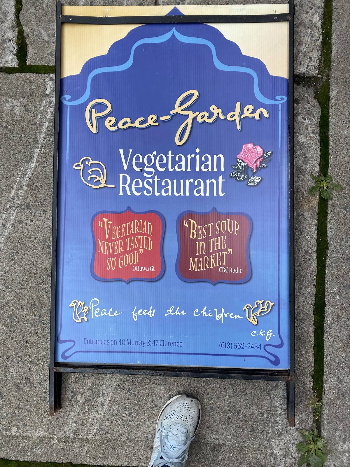 Menu at Peace-Garden Vegetarian restaurant, Ottawa