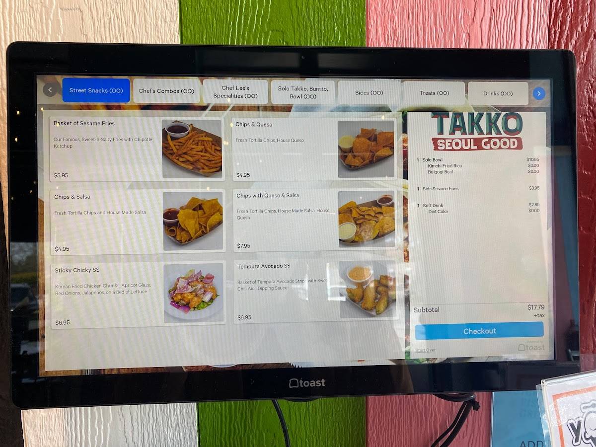 Menu at Takko Korean Taqueria - Peachtree City pub & bar, Peachtree City