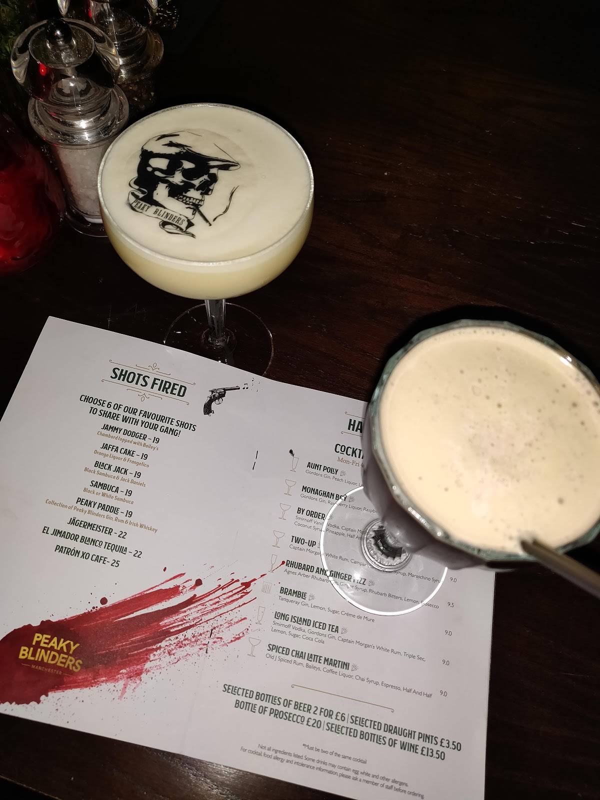 Menu at Peaky Blinders Manchester pub & bar, Manchester