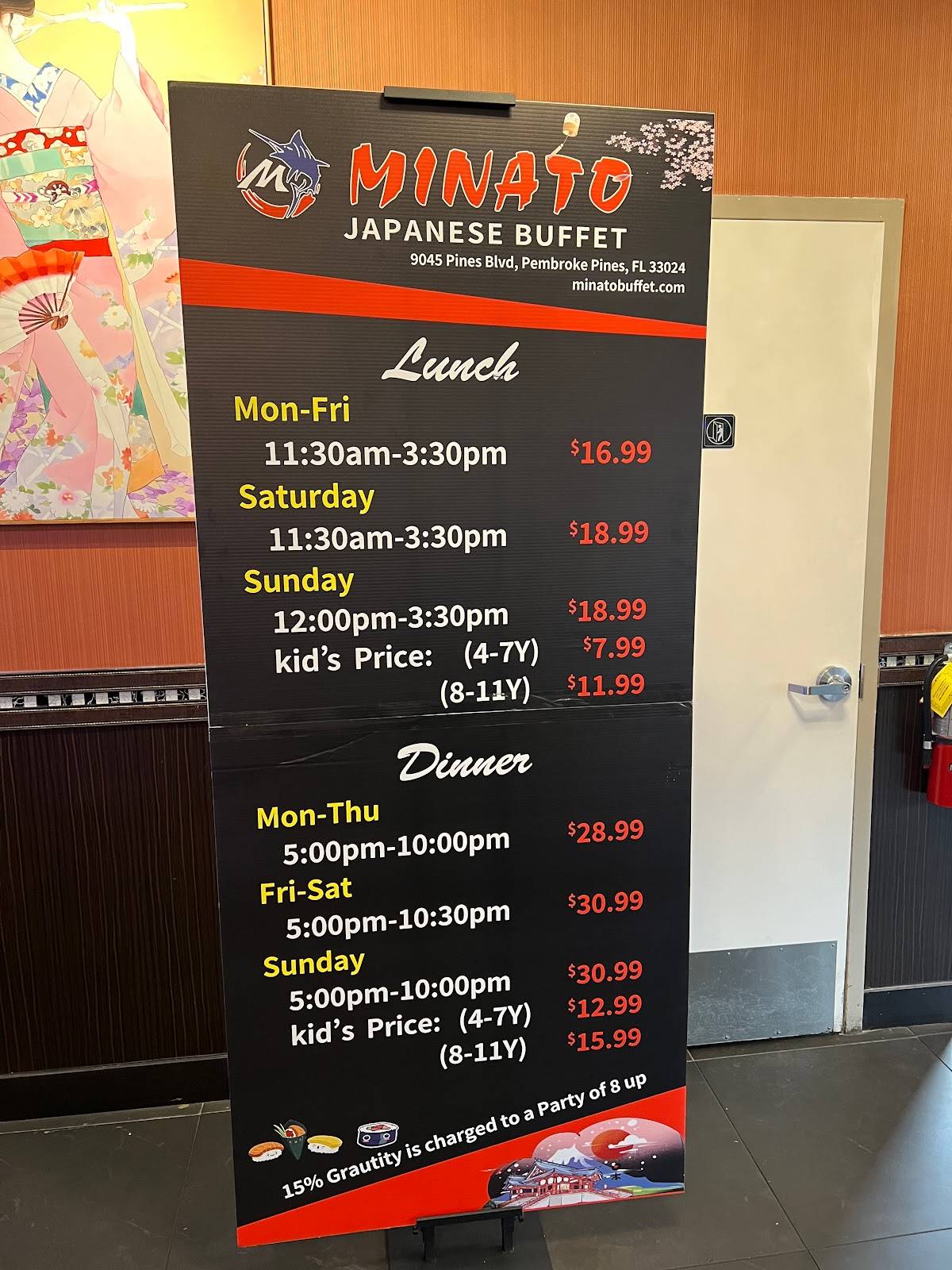 Menu at Minato Japanese Buffet & Seafood restaurant, Pembroke Pines